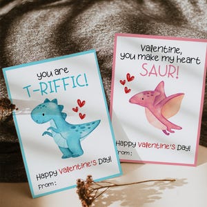 Dinosaur Valentine's Day Cards for Kids, Kids Valentine Cards, Dino ...