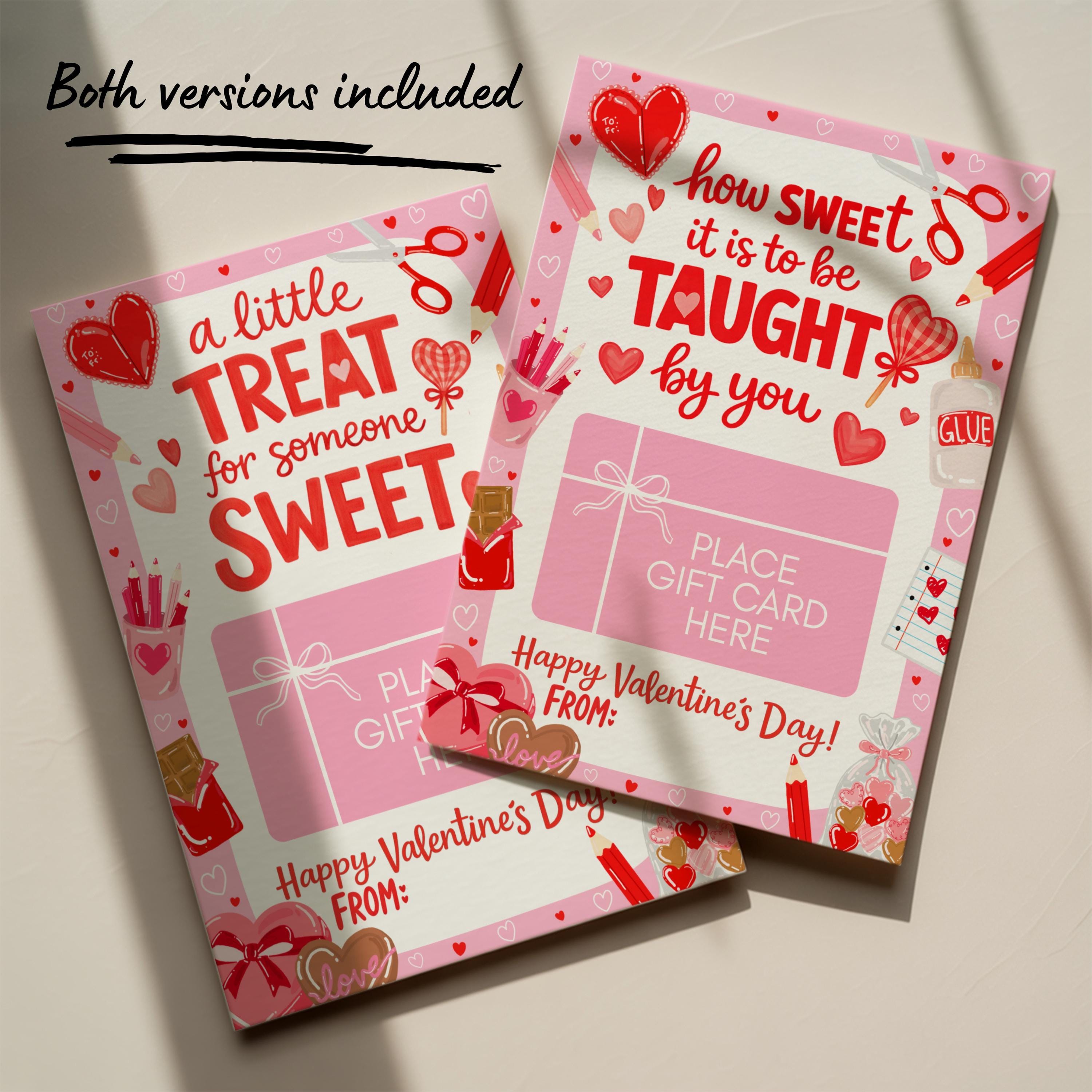 Teacher Valentine Gift Card Holder Printable, Valentine's Day Teacher ...