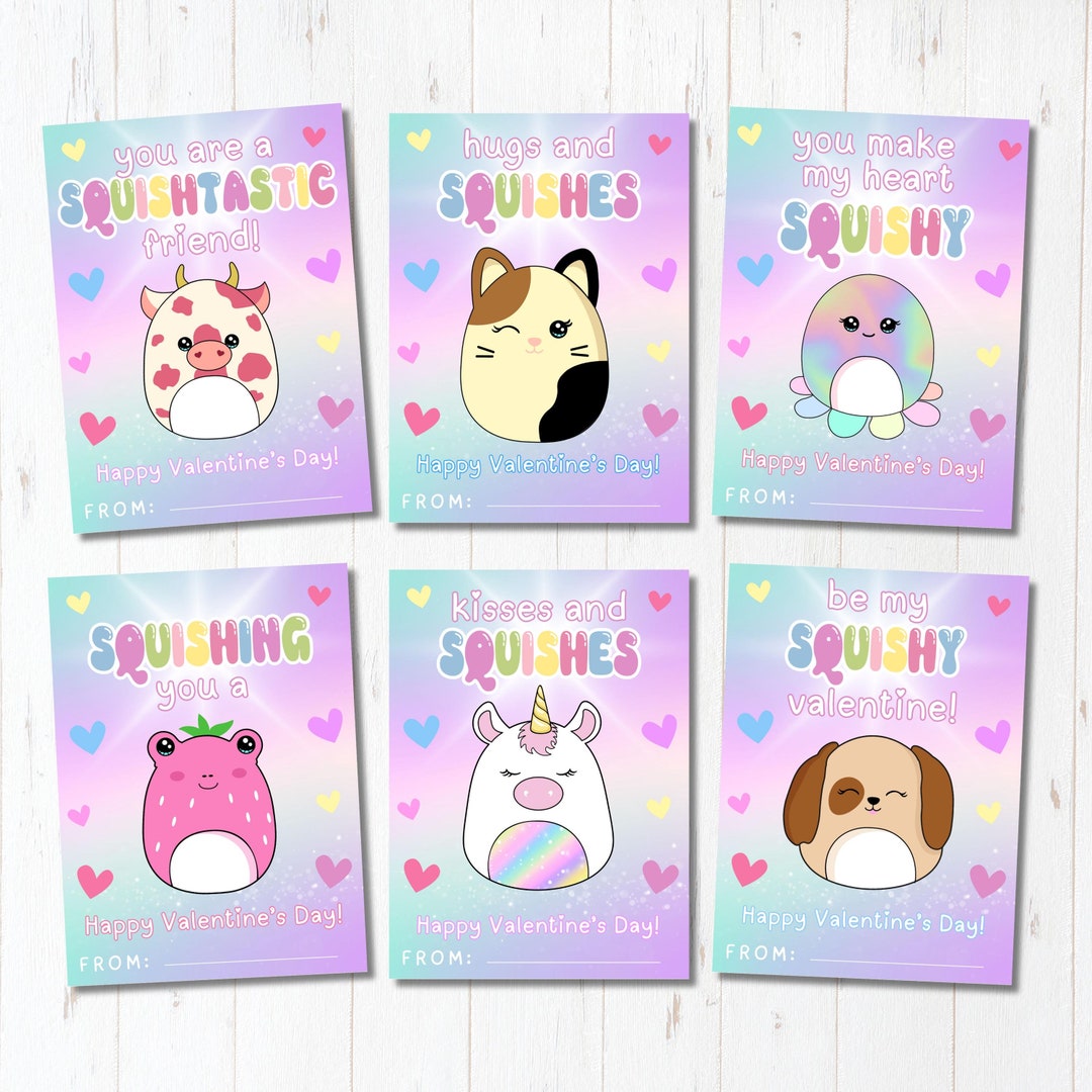 Squish Valentine Cards, Printable, Squishy Digital Instant Download ...