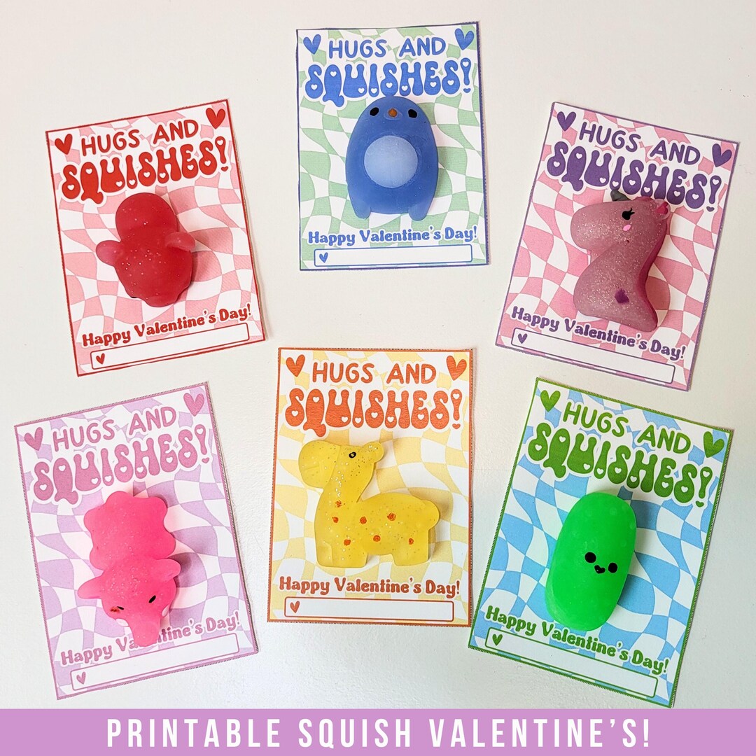 Squish Valentine Cards, Printable, Squishy Toy Digital Instant Download ...