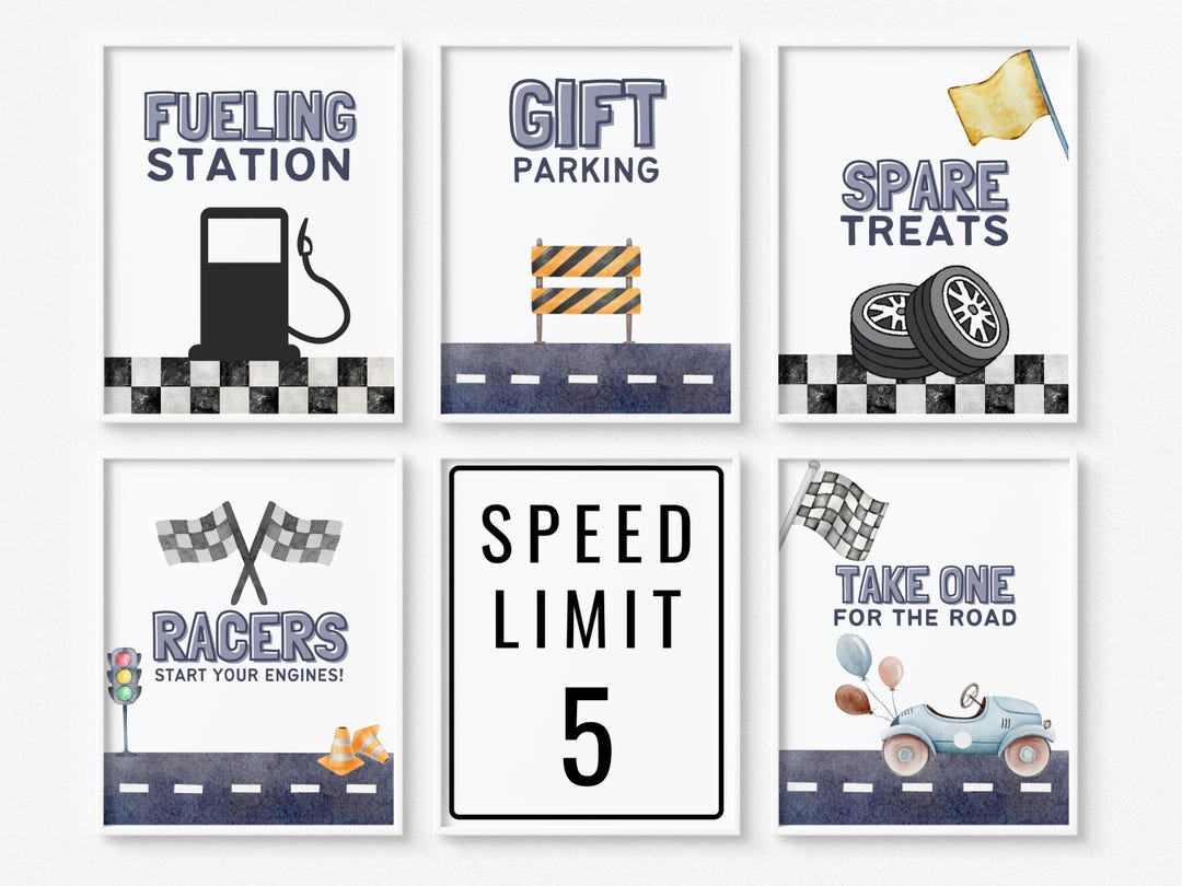 Editable Racing Party Sign Bundle, Instant Download Racing Birthday ...