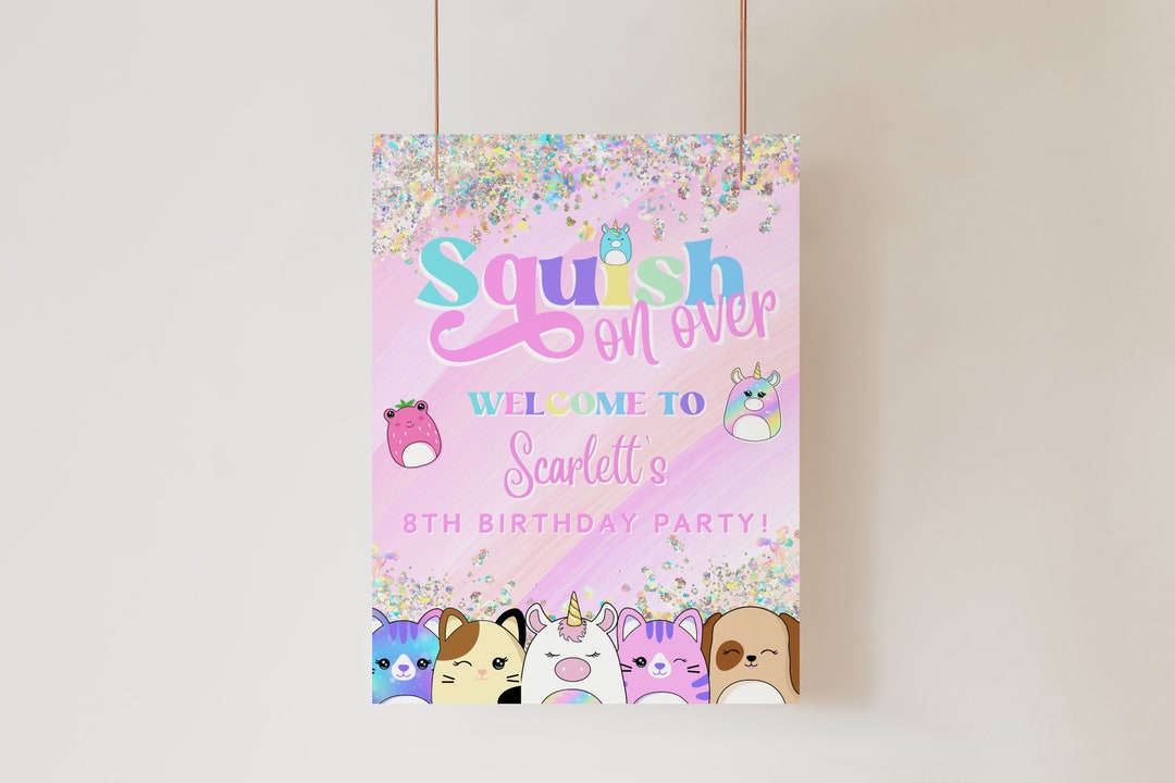 18X24 Squish Birthday Welcome Sign, Squish Birthday Decor, Squish ...
