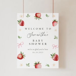 Coquette Berry Baby Shower Welcome Sign , Berry Sweet Sign Baby Shower ...