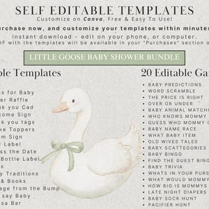 Editable Goose Baby Shower Bundle, Little Goose Baby Shower With Games ...