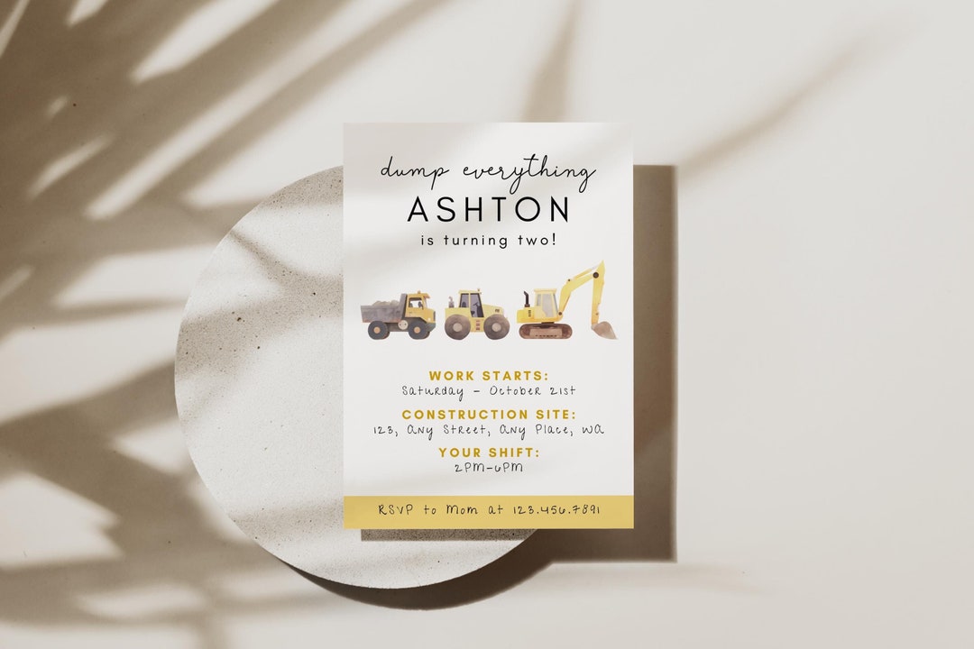 Construction Invitation, Self Editable Construction Birthday Invite ...