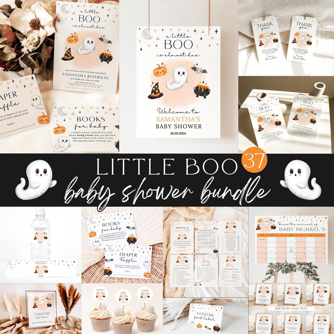 Little Boo Baby Shower Bundle, Little Boo is Almost Due, Halloween Baby ...