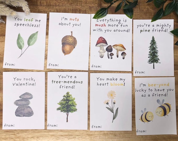 Nature Valentine's Day Cards - Printable | Nature Puns | Woodland ...