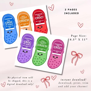 Shoe Charm Valentine Printable, Clog Shoe Kids Valentine, Classroom ...