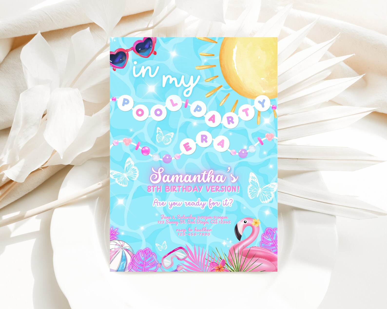Self Editable Pool Party Invite, in My Pool Party Era, Eras Party ...