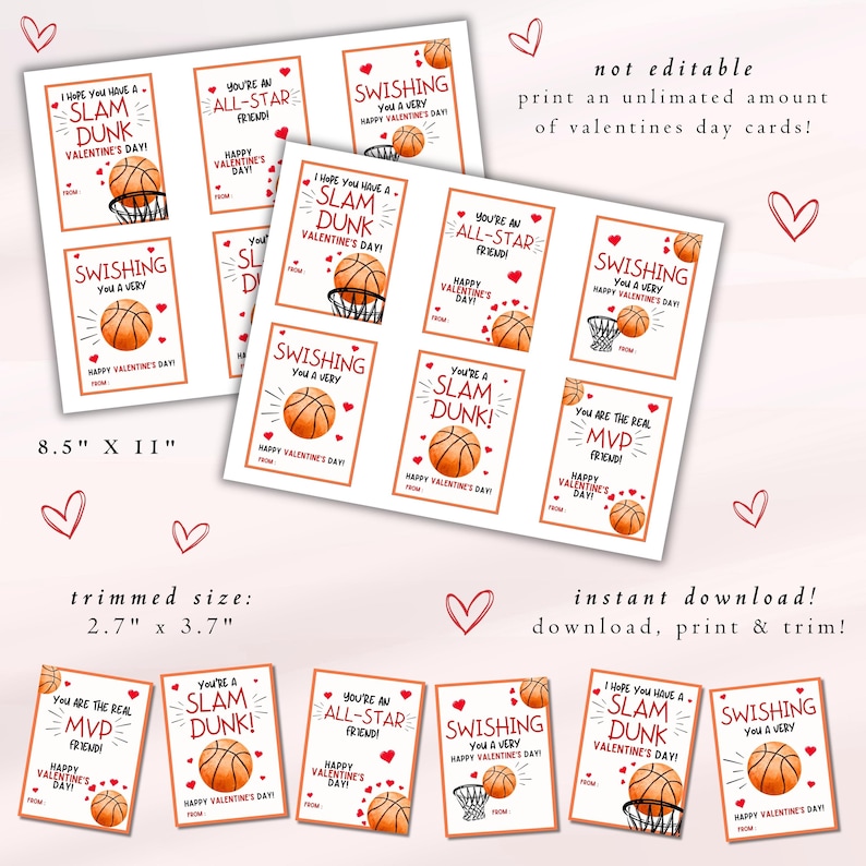 Basketball Valentine's Day Cards, All Star Valentines Cards, Printable ...