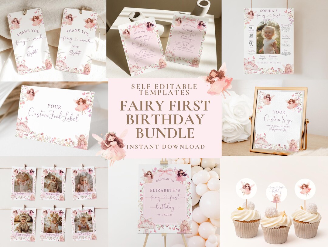 Fairy First Birthday Bundle, First Birthday Bundle for Girl, Fairy ...