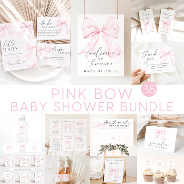 Pink Bow Baby Shower - Etsy