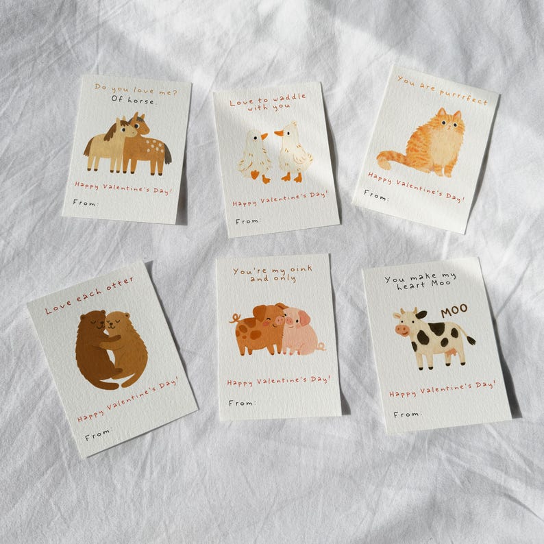Animal Valentine's Day Cards, Pun Jokes Valentines Cards, Printable ...