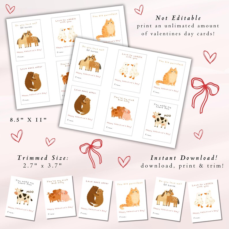 Animal Valentine's Day Cards, Pun Jokes Valentines Cards, Printable ...