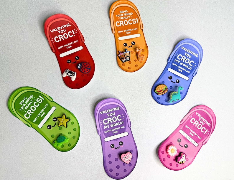 Shoe Charm Valentine Printable, Clog Shoe Kids Valentine, Classroom ...