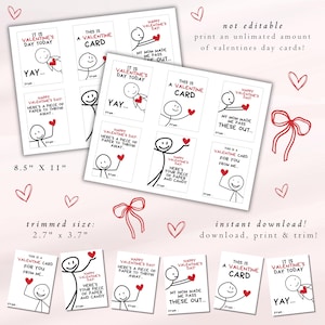 Printable Funny Kids Valentine's Day Cards, Boys Valentines, Stick ...