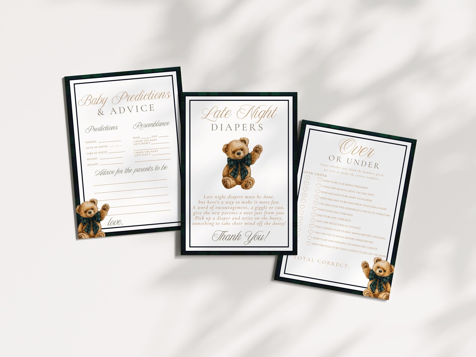 Preppy Teddy Bear Baby Shower Games, Gender Neutral Classic Tartan ...