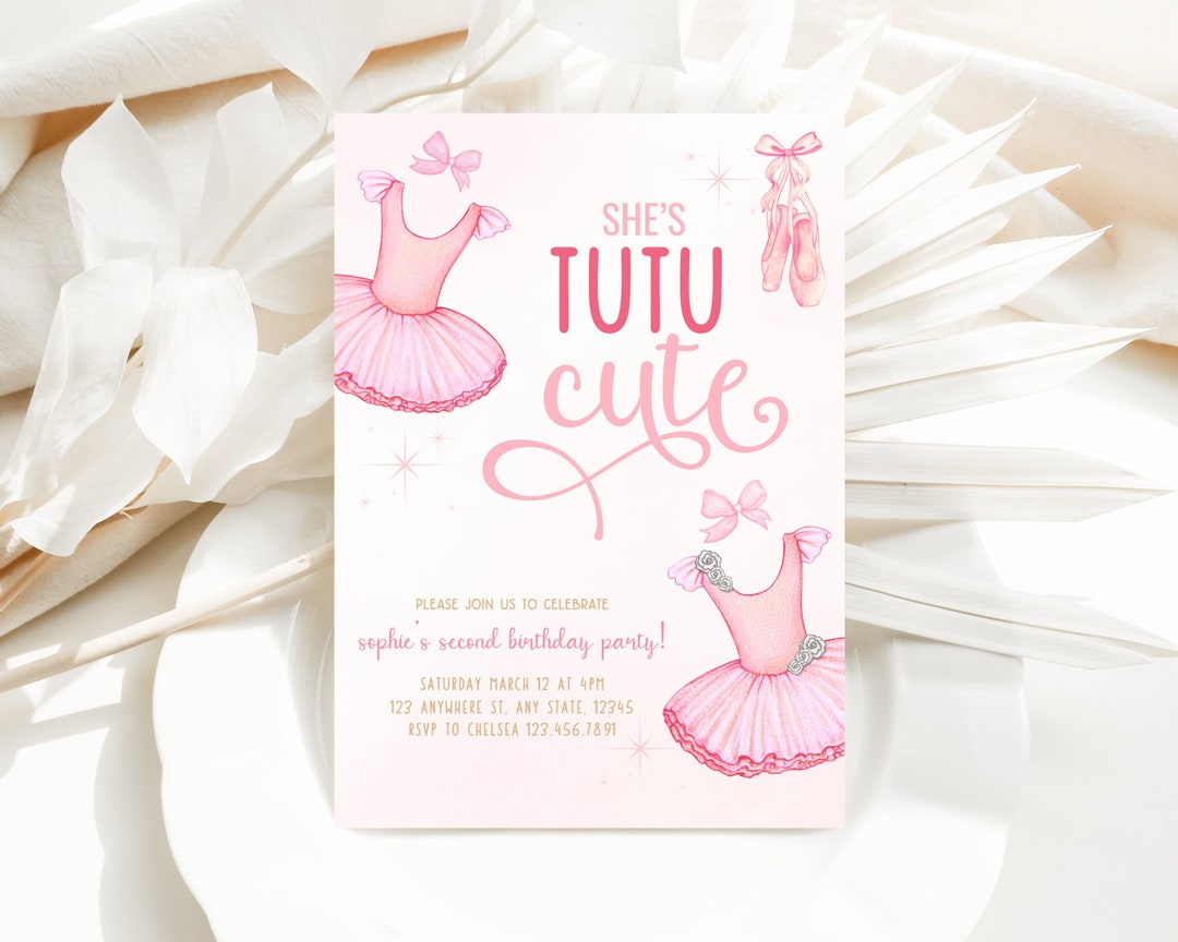 Tutu Cute Birthday Invitation, Second Birthday Invitation, Ballerina ...
