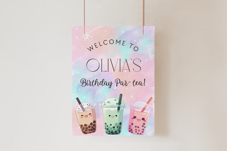 18X24 Boba Par-tea Welcome Sign, Boba Theme Birthday Party Decor ...