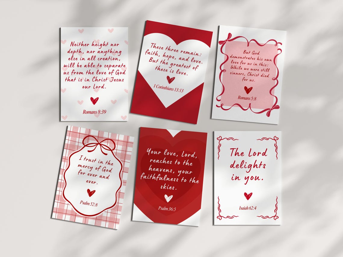Christian Valentine Bible Verse Cards for Kids, Printable Valentine’s ...