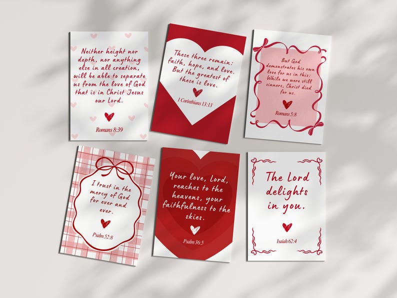Christian Valentine Bible Verse Cards for Kids, Printable Valentine’s ...