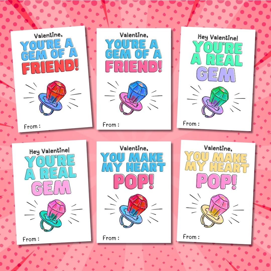 PRINTABLE Valentine's Day Cards, Ring Pop Valentine Card, Printable ...