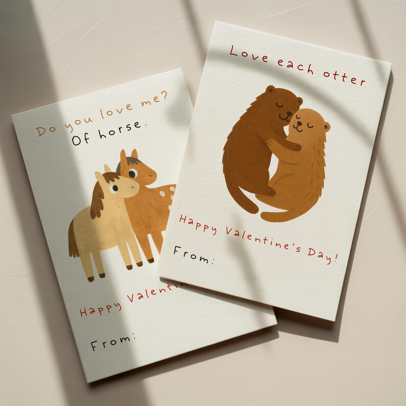 Animal Valentine's Day Cards, Pun Jokes Valentines Cards, Printable ...