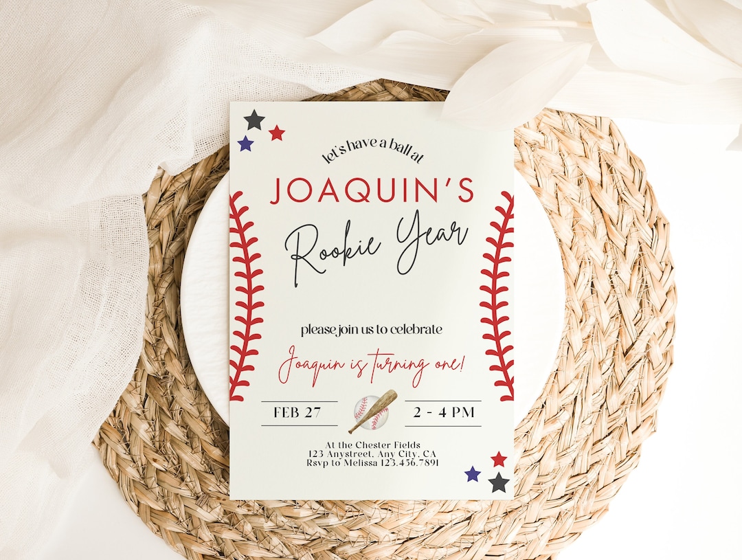 Baseball First Birthday Invitation, Rookie of the Year Invite, Baseball ...