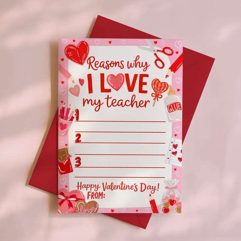 Valentine Teacher Thank You Card Printable, Reasons Why I Love My ...