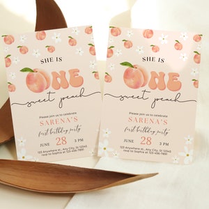 One Sweet Peach Invitation, Peach Birthday Invite, Girls First Birthday ...