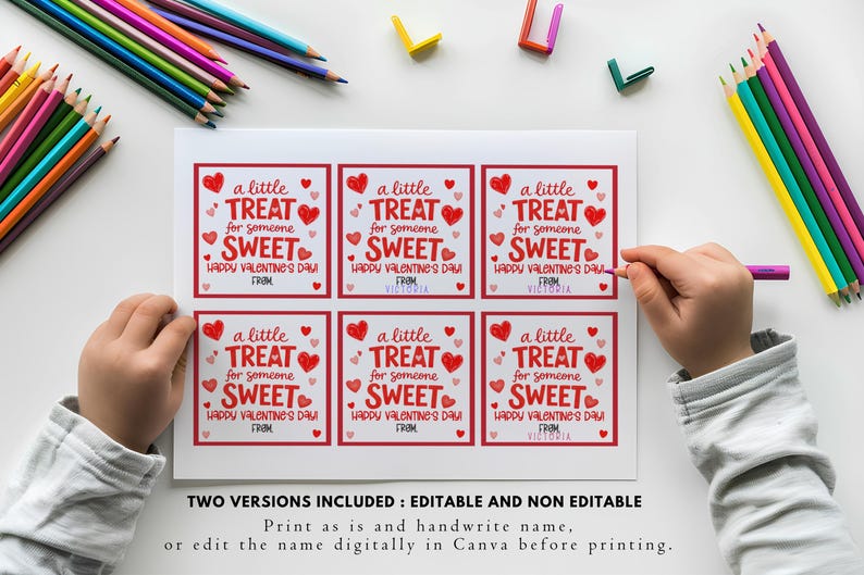 Printable Valentine's Day Tag, Sweet Treat Tag, Kids Valentine's Day ...