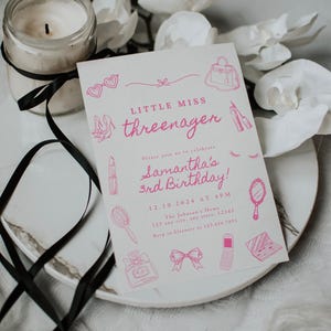Little Miss Threenager, 3rd Birthday Party Invitation, Girls Makeup ...
