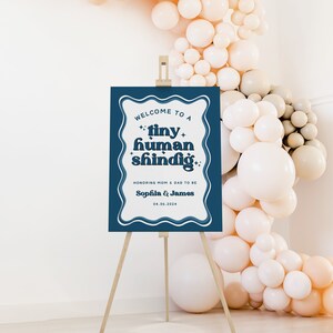 18x24 Tiny Human Shindig Welcome Sign, Minimalist Baby Shower, Boy Baby ...