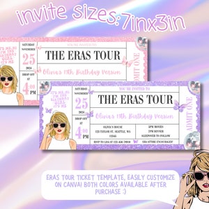 Surprise Music Ticket Stub, Birthday Invite, Eras Concert Keepsake ...