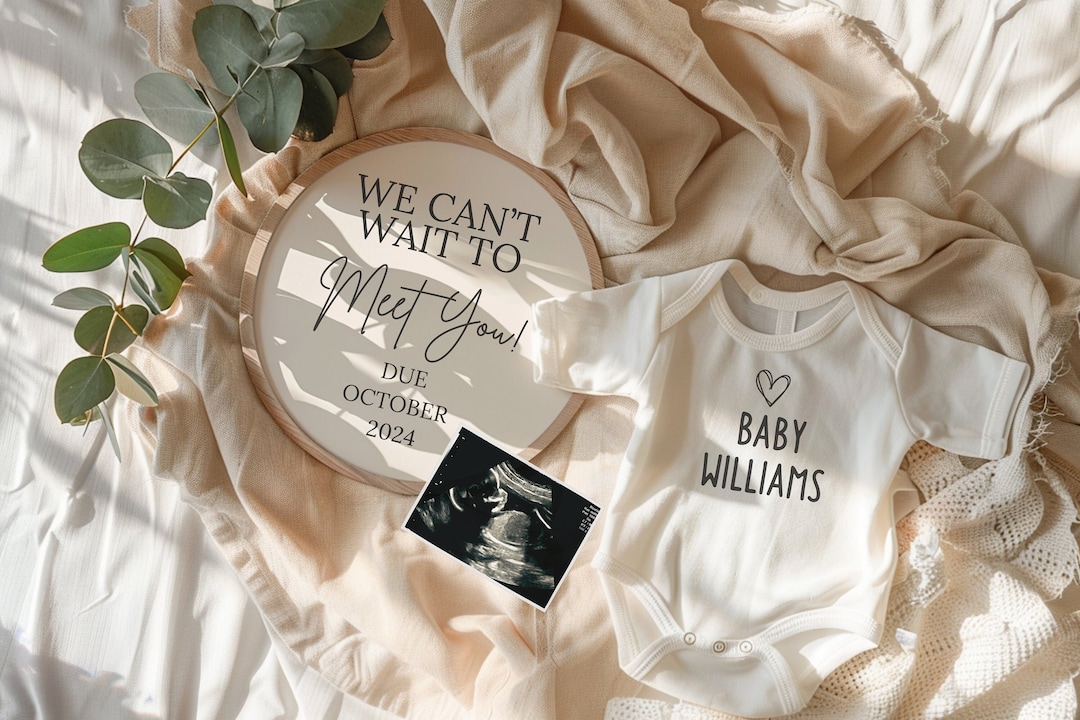 Editable Pregnancy Announcement, Digital Boho Pregnancy Announcement ...