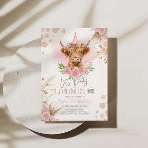 Cow Birthday Party Invitation, Let's Party Till the Cows Come Home ...