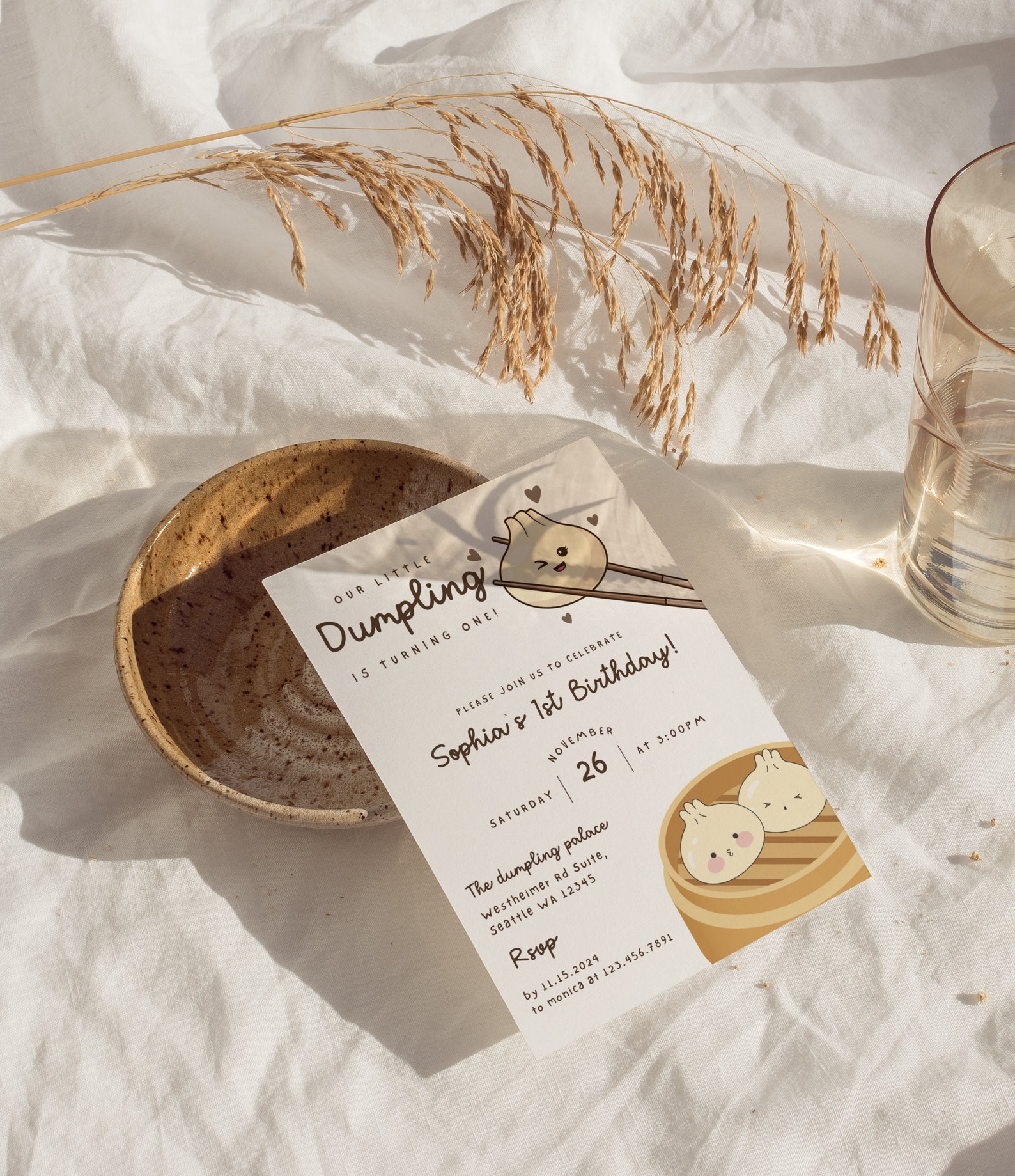 Dumpling Birthday Invitation, Dumpling Invite, Dumpling Birthday Decor ...