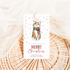 Cat Christmas Gift Tags, Editable Christmas Gift Tags Bundle Set Kitten ...