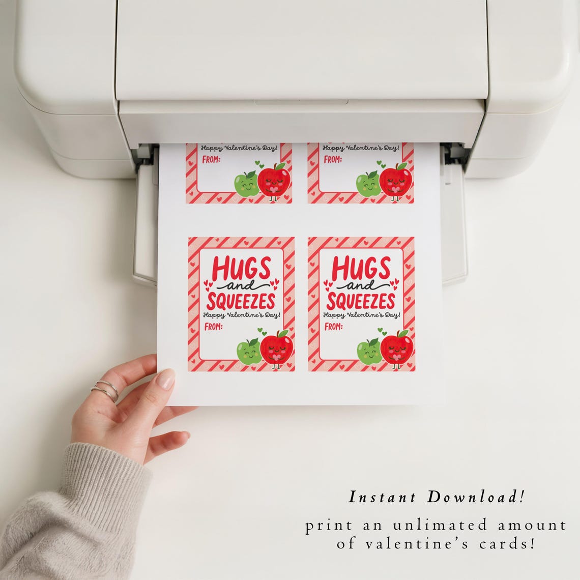 Hugs and Squeezes Valentine Printable | Squeeze Pouch Valentine Tag ...