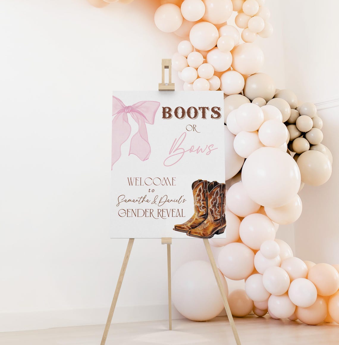 Editable Western Boots or Bows Gender Reveal Welcome Sign Template ...
