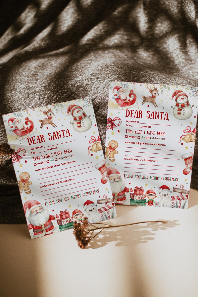 Letter to Santa, Kids Letters to Santa, Holiday Printable Letter to ...