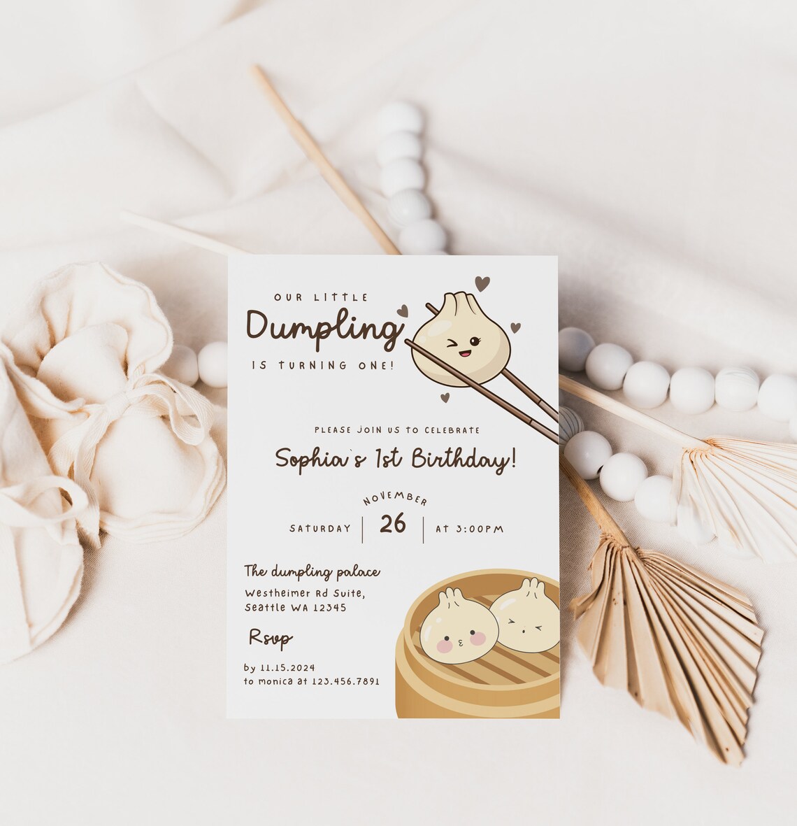 Dumpling Birthday Invitation, Dumpling Invite, Dumpling Birthday Decor ...