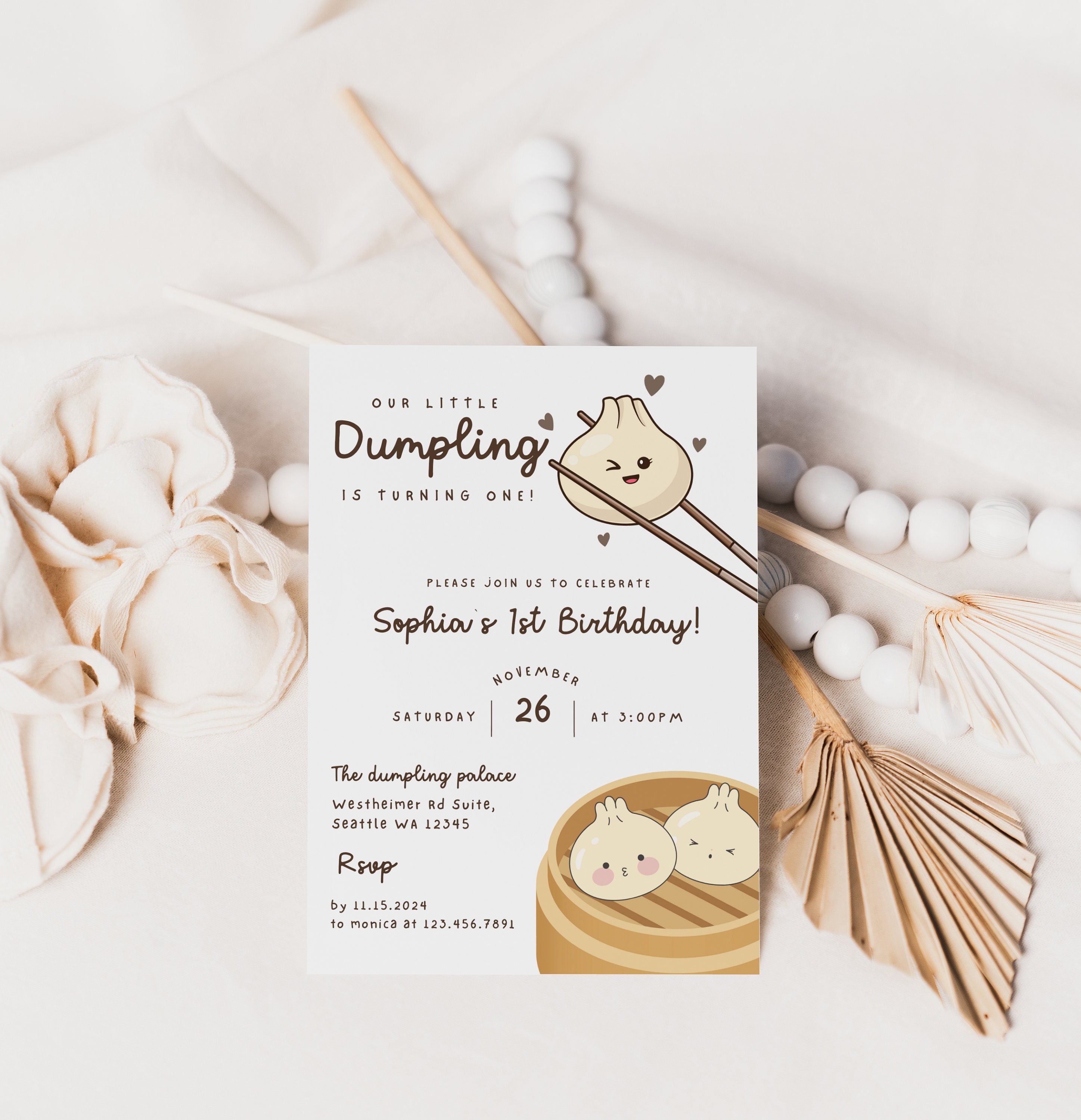 Dumpling Birthday Invitation, Dumpling Invite, Dumpling Birthday Decor ...