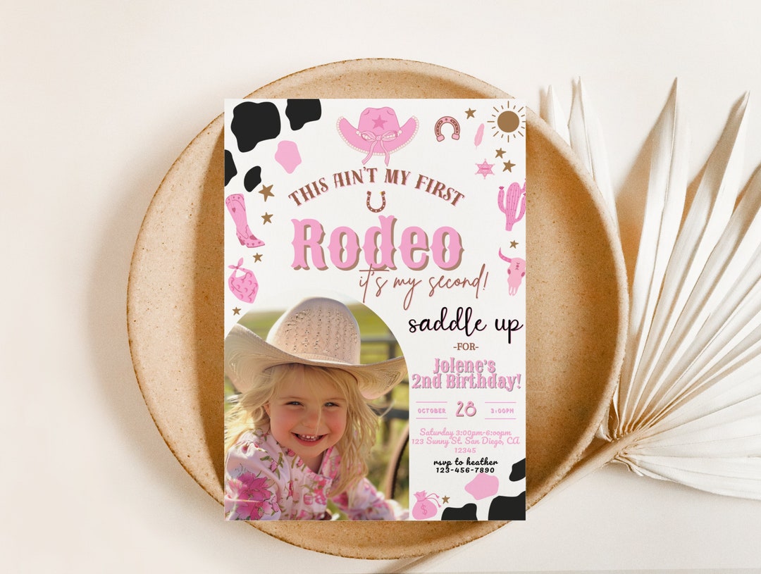 My Second Rodeo Invitation, Cowgirl Birthday Invite, Self Editable Wild ...