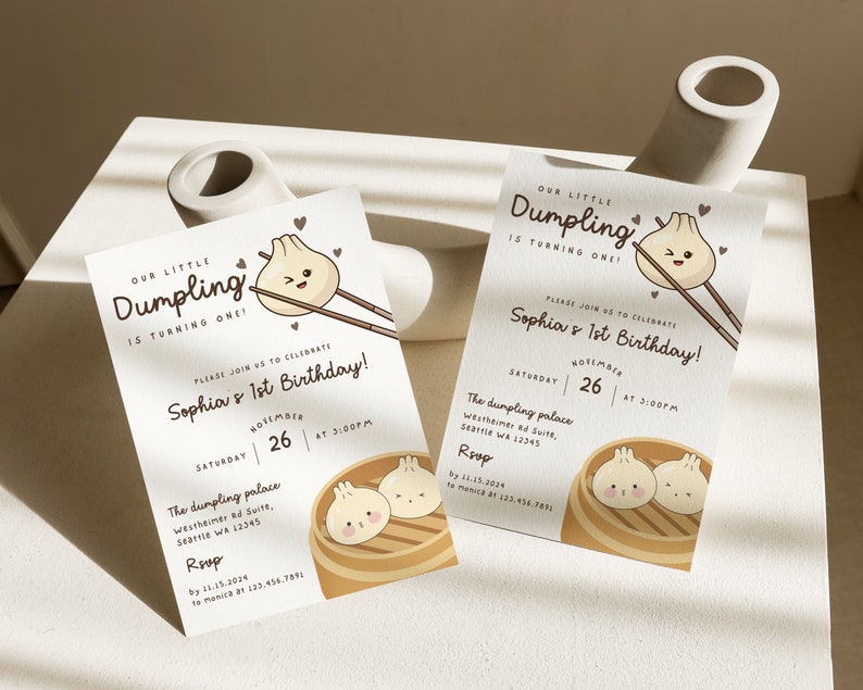Dumpling Birthday Invitation, Dumpling Invite, Dumpling Birthday Decor ...