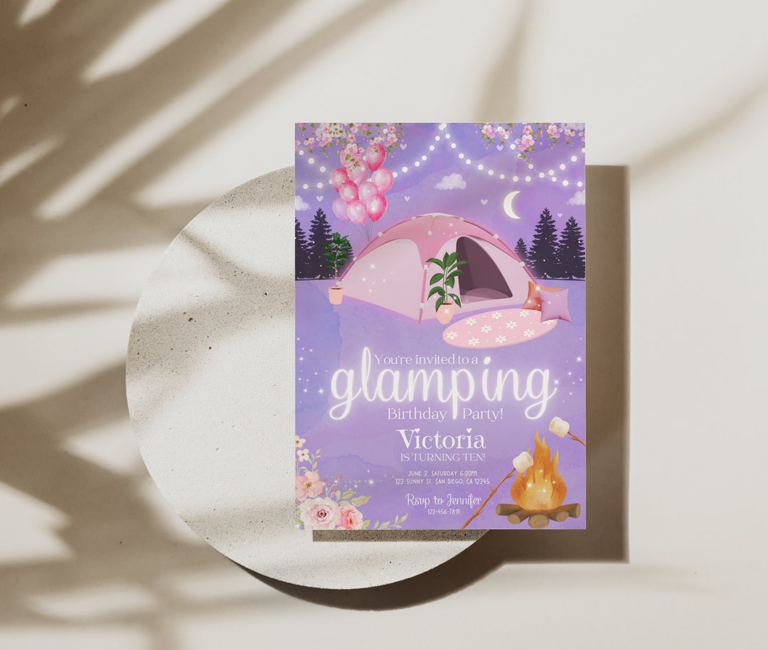 Glamping Party Invitation, Bonfire Party, Outdoor Camping Party, Camp ...