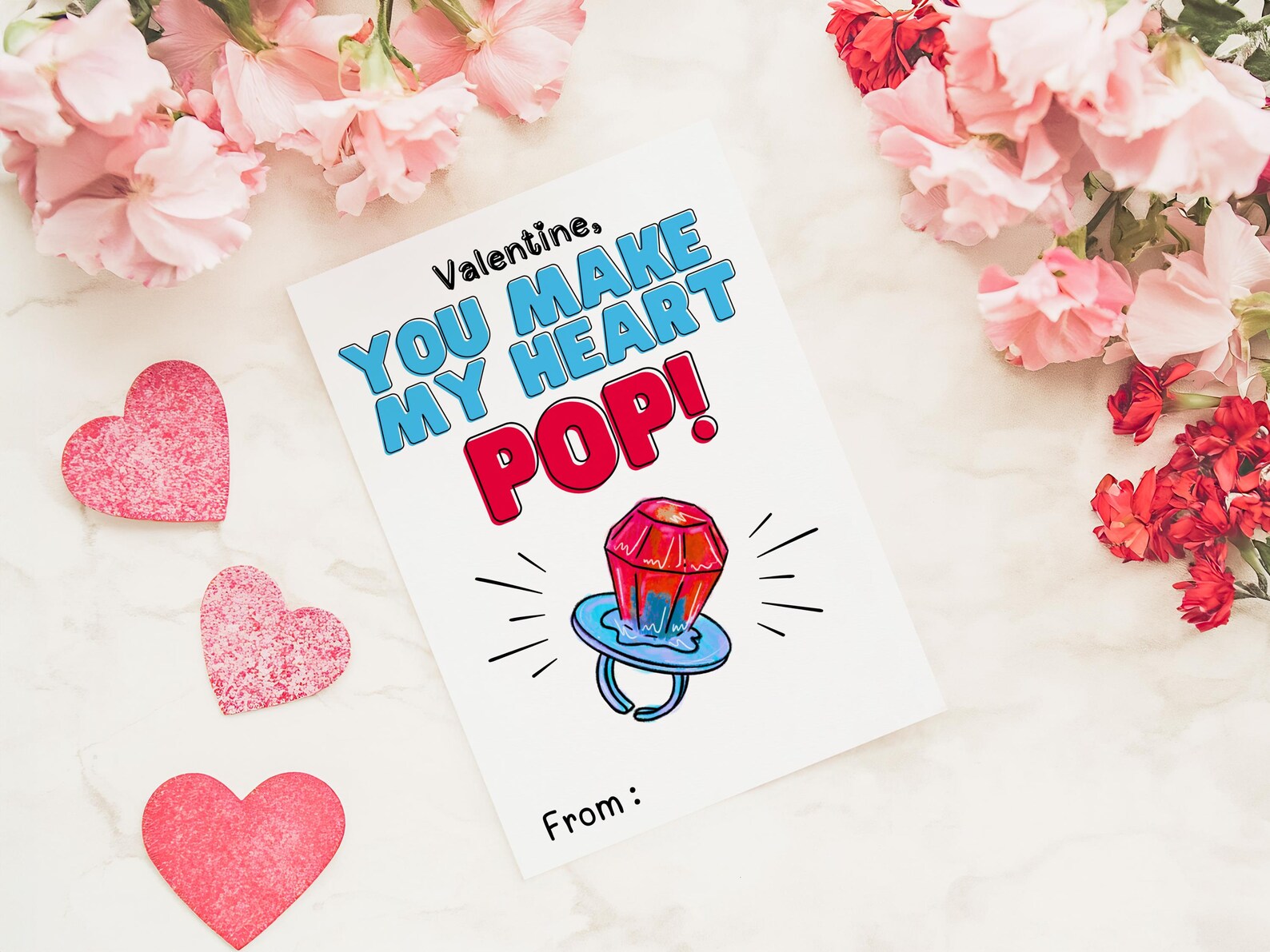 PRINTABLE Valentine's Day Cards, Ring Pop Valentine Card, Printable ...