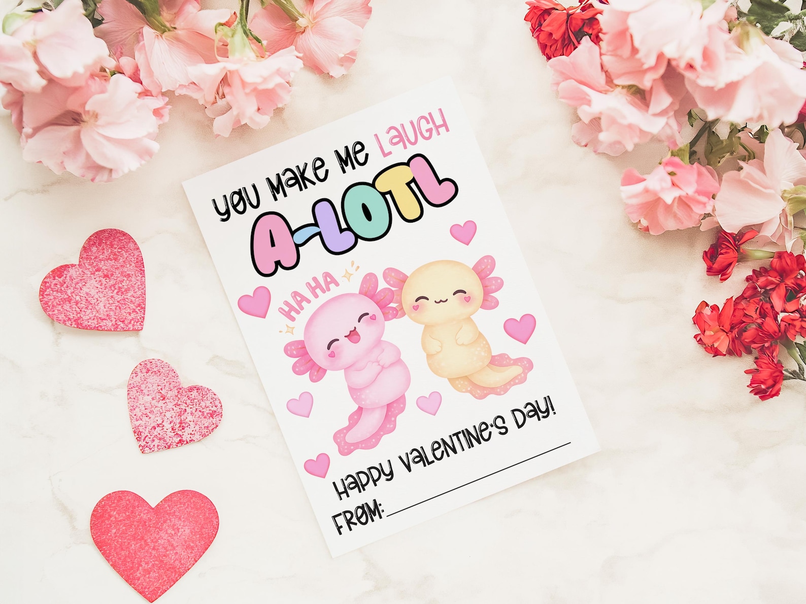 Axolotl Valentine's Day Cards, Axolotl Valentines Cards, Printable ...