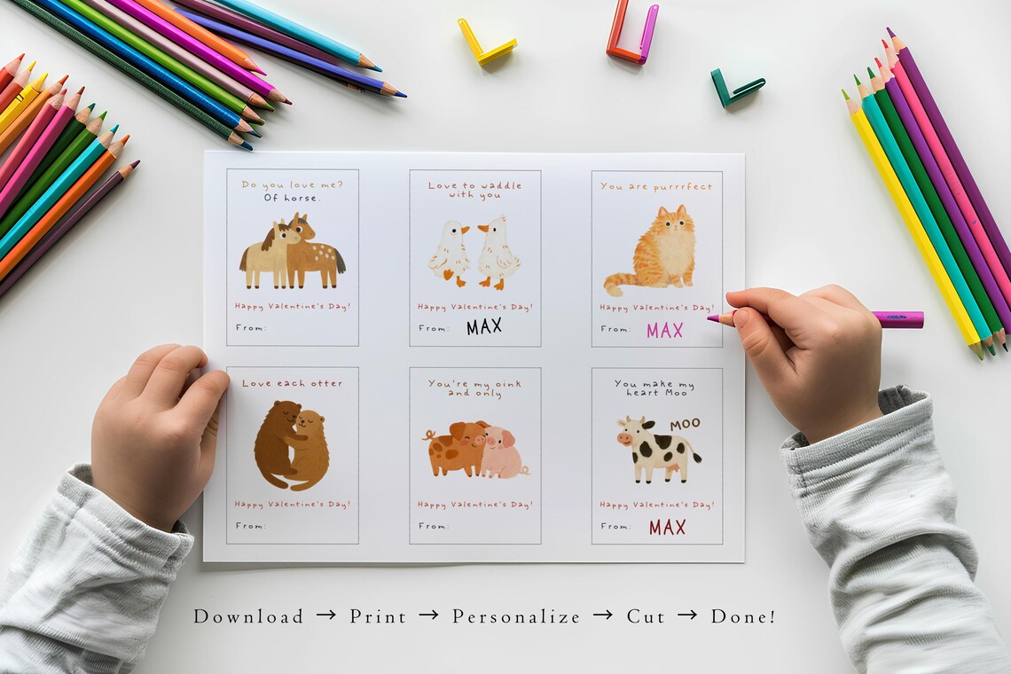 Animal Valentine's Day Cards, Pun Jokes Valentines Cards, Printable ...