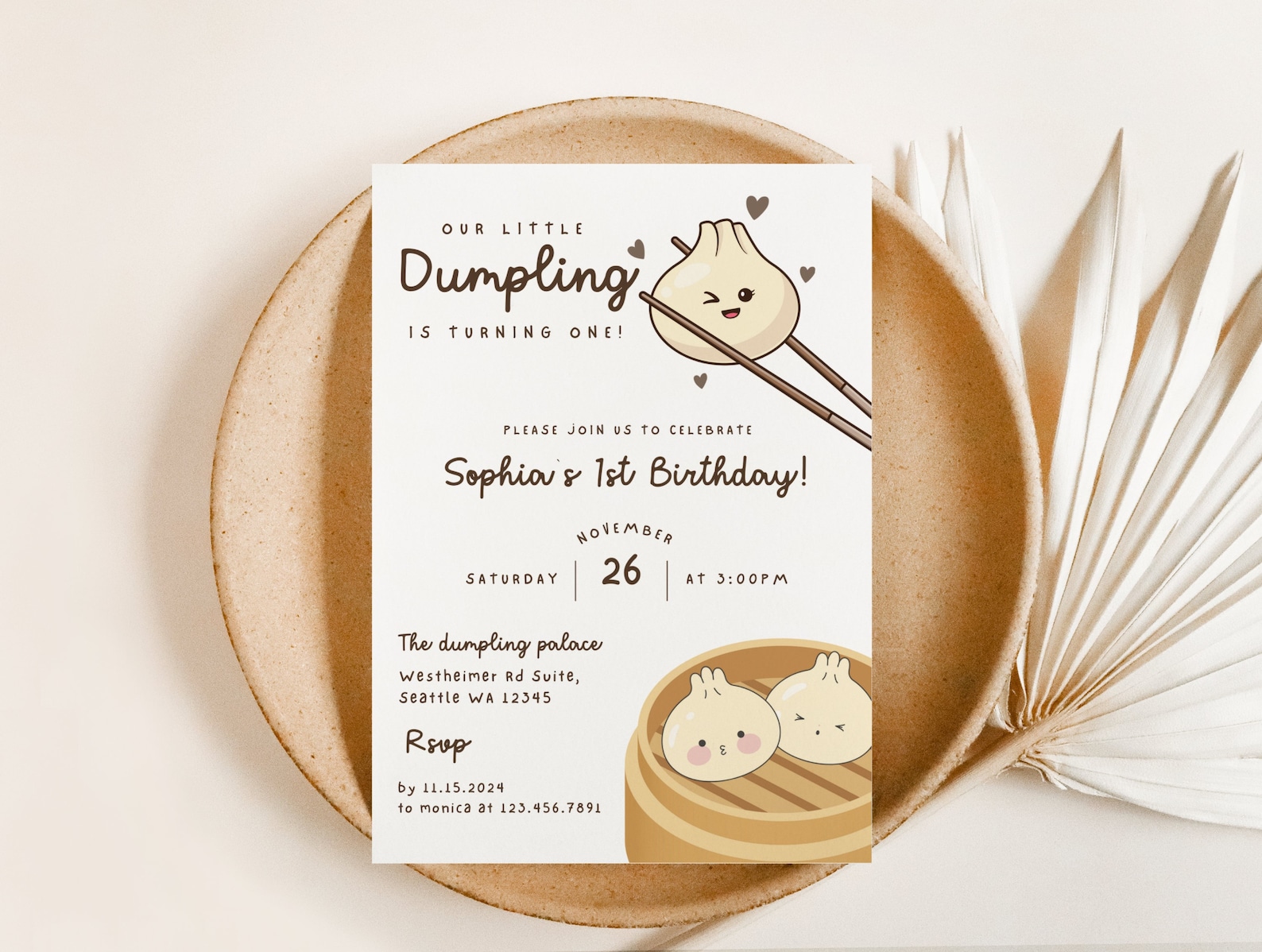 Dumpling Birthday Invitation, Dumpling Invite, Dumpling Birthday Decor ...